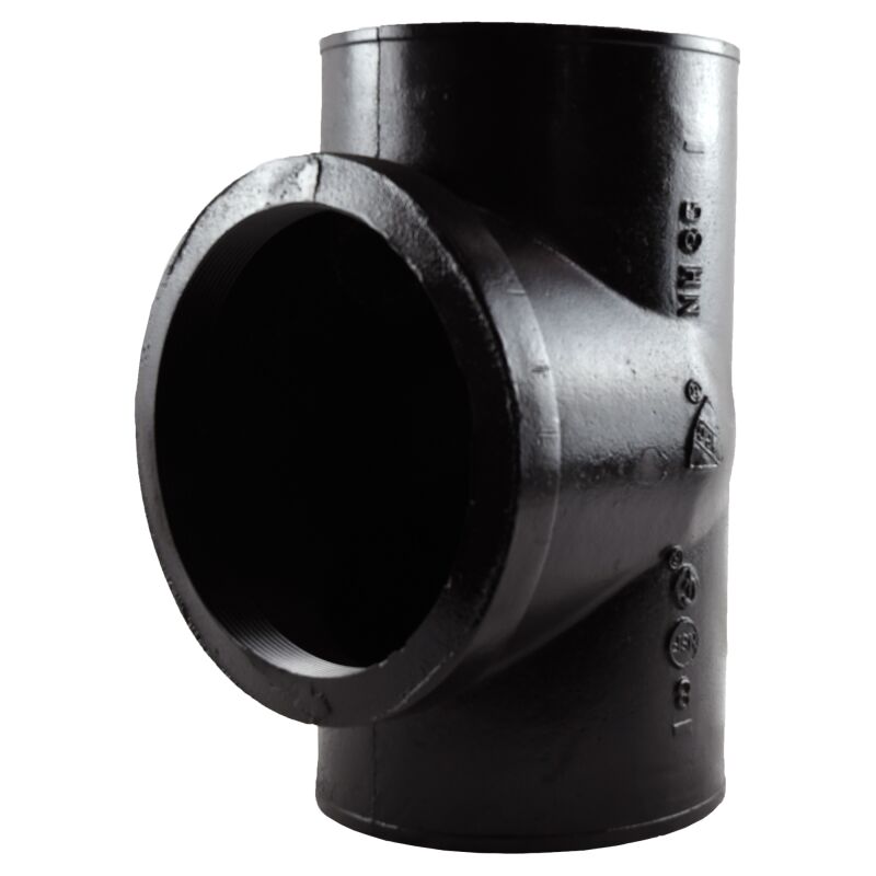 Charlotte Pipe NH-36 8" 8x8 Cast Iron No Hub Test Tee w/o Brass Plug ...