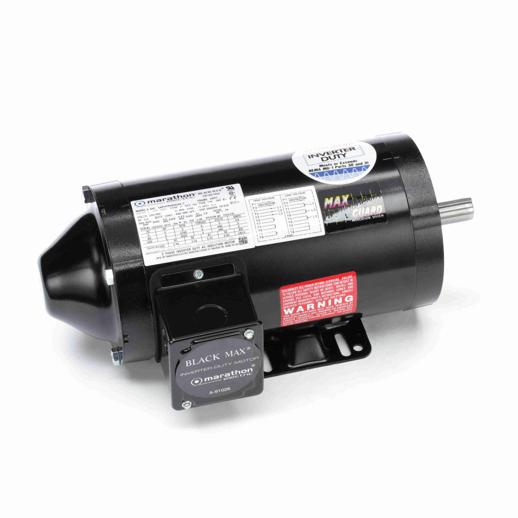 Marathon Motors MY612 Black Max Inverter Duty 2HP Motor, 1800 RPM, 230 ...