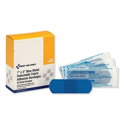 First Aid Only 1650 Blue Metal Detectable Fabric Bandage 1 in x 3 in ...