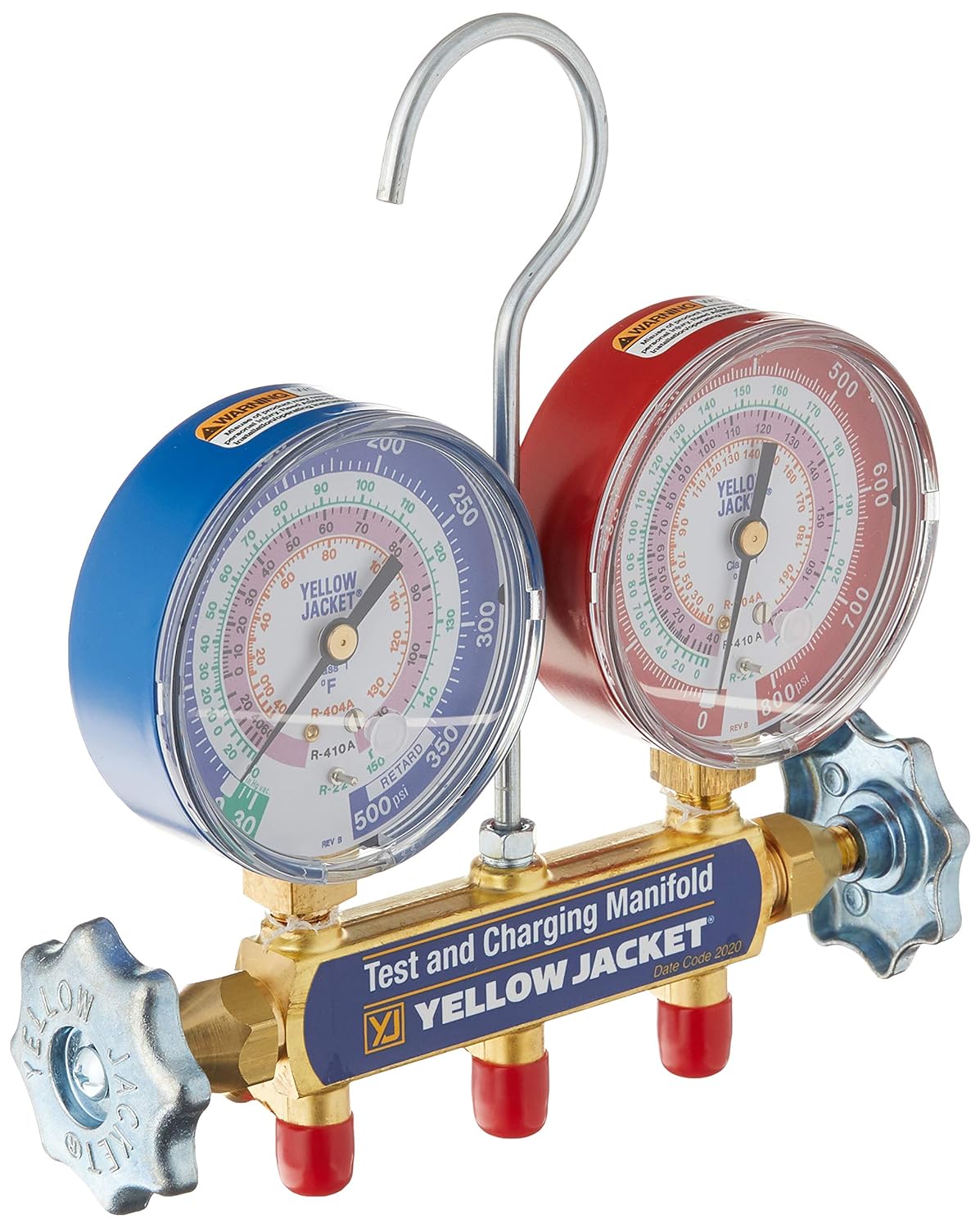 Yellow Jacket 42001 Mechanical Manifold Gauge Set 2-Valve 800 PSI Work ...
