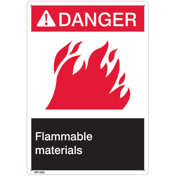 Safety Signs RP146A ANSI Z535 Rigid Plastic Danger Flammable Materials ...