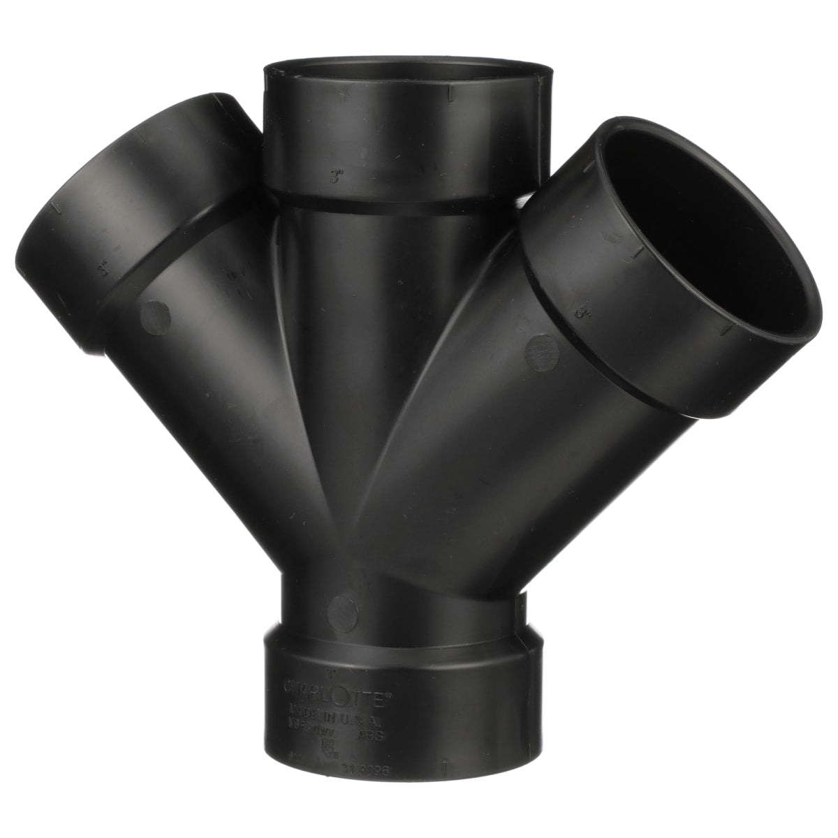 Charlotte Pipe 03064 3 WYE (Double) - Hub x Hub x Hub x Hub - ABS DWV ...