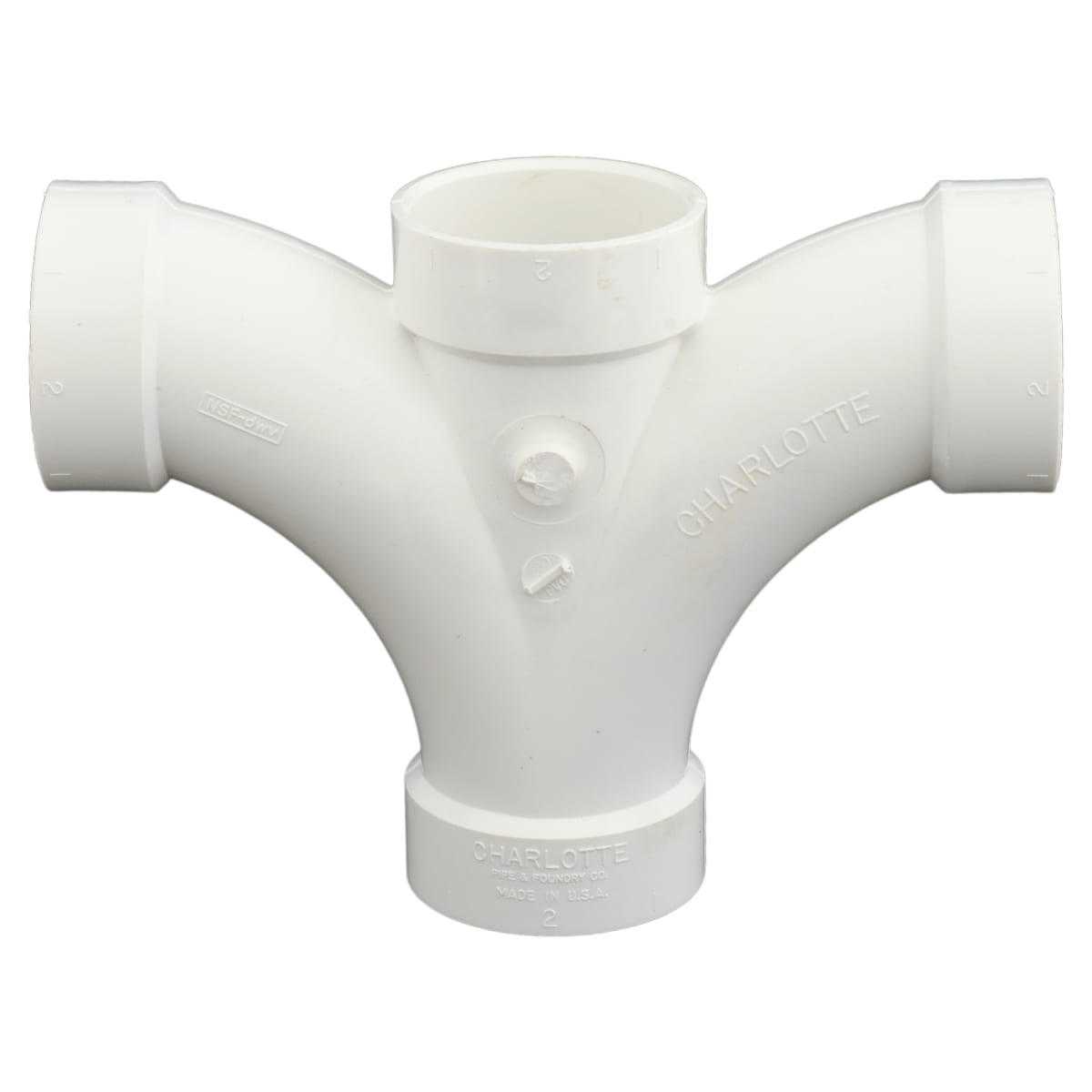 Charlotte Pipe PVC-500_2IN 2 Double Fixture Fitting - Hub x Hub x Hub ...