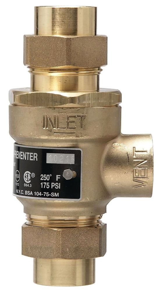 WATTS 9DS-3/4 Back Flow Preventer Atmospheric Vent 3/4 Sweat 0061926 ...