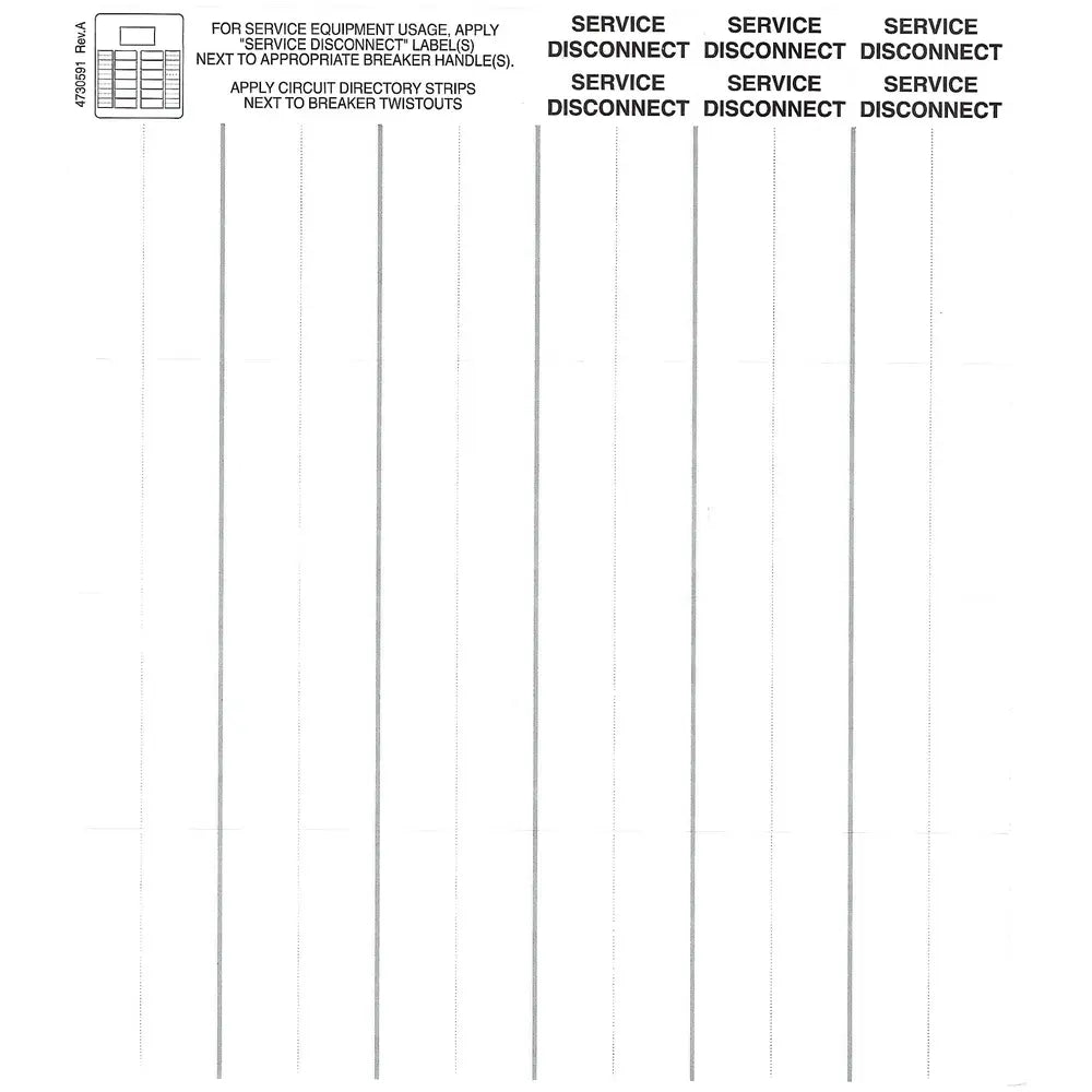 Siemens ECADHLCDIRLBL Circuit Directory Label Used with Load Center/Pa ...