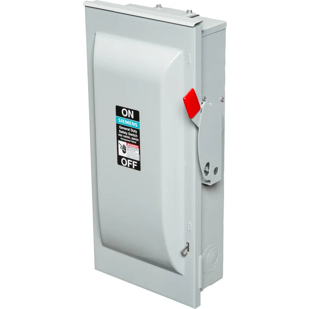 Siemens GF223NR 100A General Duty Fused Safety Switch, 2-Pole, NEMA 3R ...
