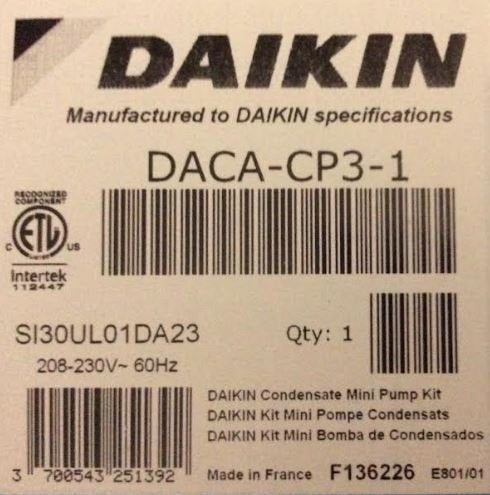 Daikin DACA-CP3-1 230 VAC Condensate Pump with Float Switch – Voomi Supply