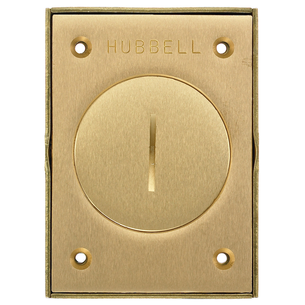 Hubbell S3425 2-3/8 Inch Brass Round Single Receptacle Floor Box Cover ...