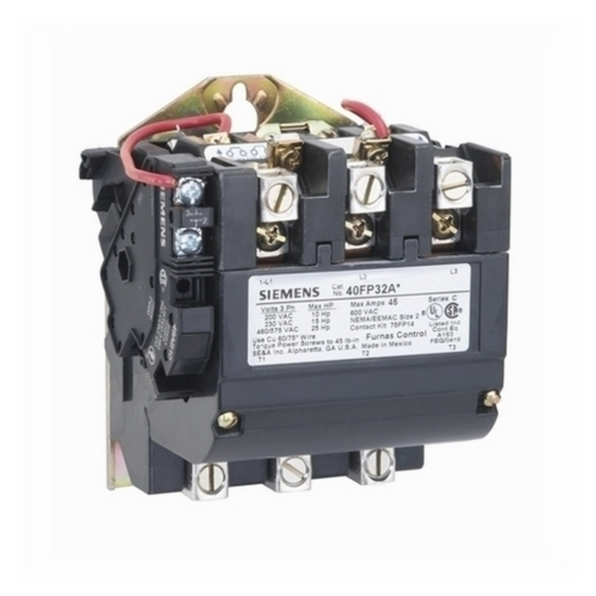 Siemens 40FP32AA Non-Reversing NEMA Contactor Size 2 Three-Phase Full ...